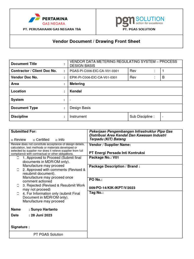 Pgas Pi c006 Eic BD v01 0301 Ifi Rev.b Process Design Basis | PDF | Gases | Process Engineering