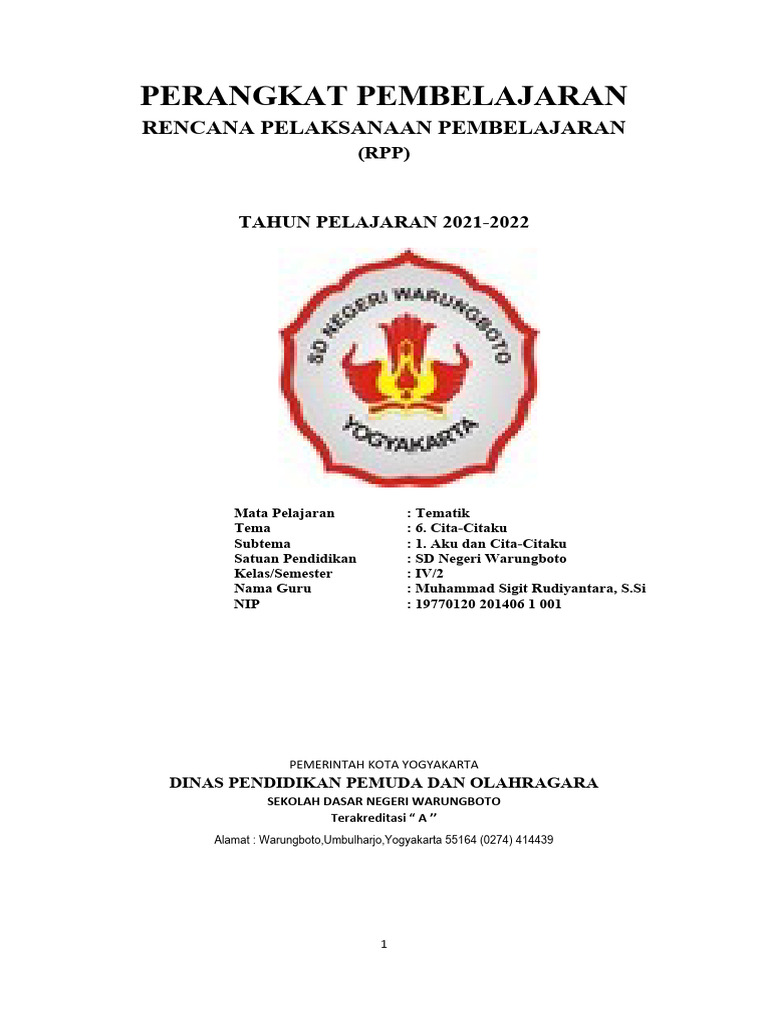 RPP Kelas 4 SD Tema 9 | PDF