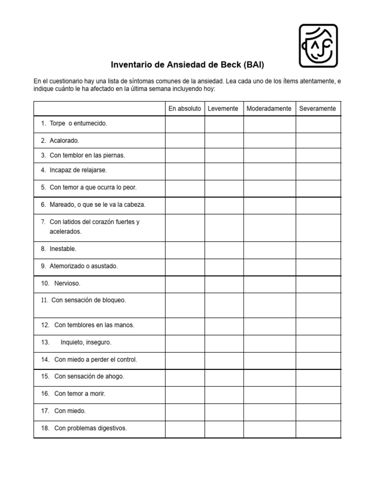 BAI Inventario de Ansiedad de Beck | PDF