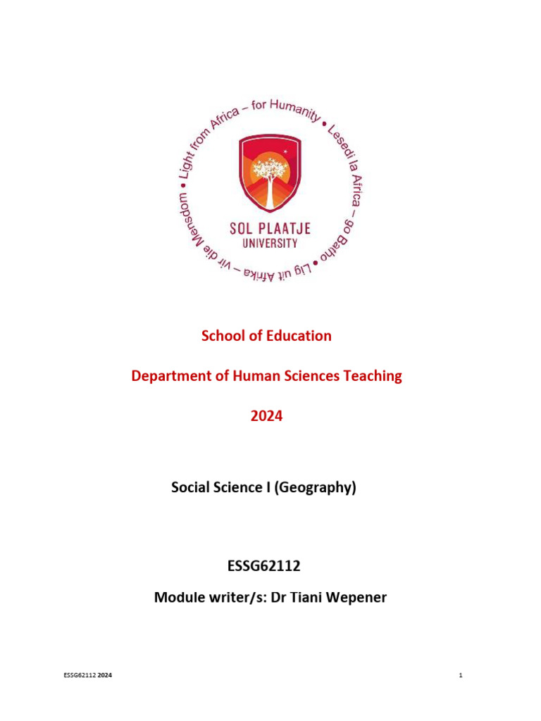 ESSG62112 - Geography Semester 1 - Module Guide - 2024 | PDF ...