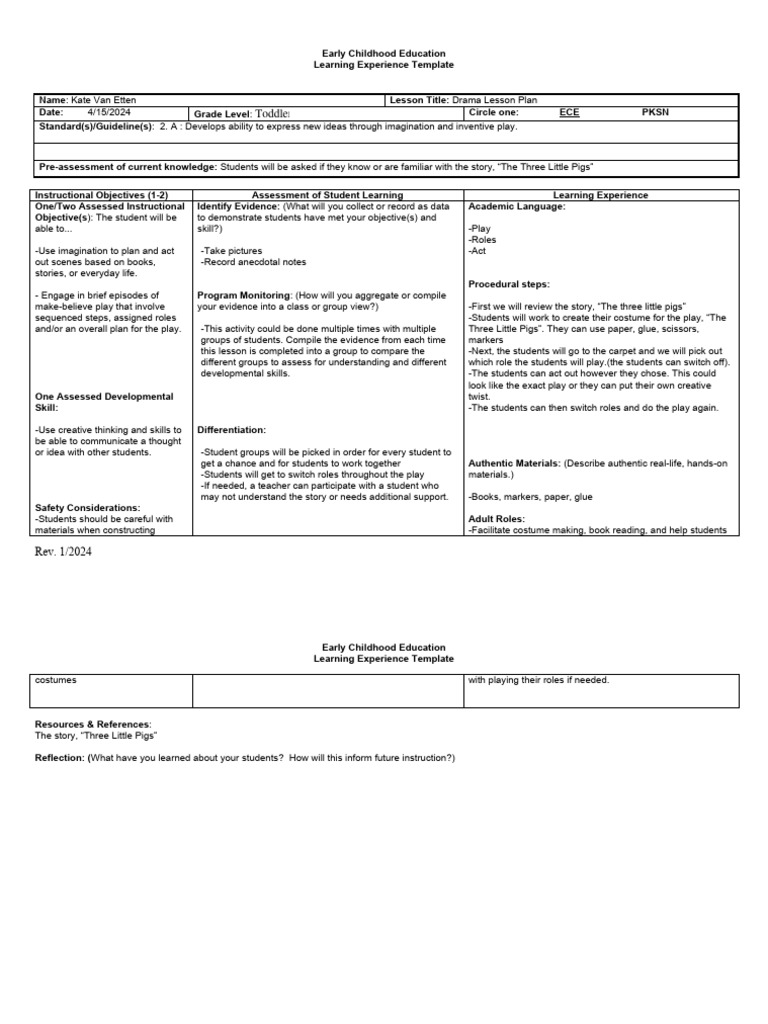 Edt Drama Lesson Plan-Kate Van Etten | Download Free PDF | Early ...