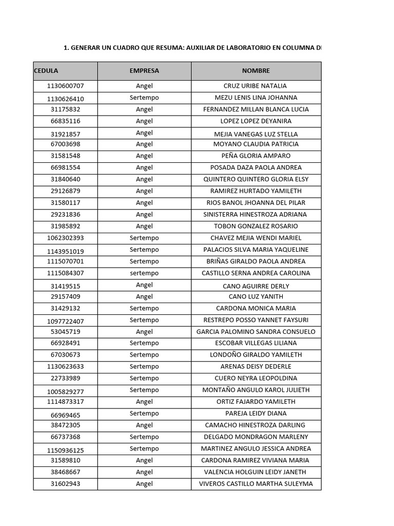 Prueba Excel Adp | PDF