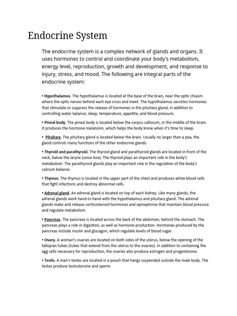 Endocrine System | PDF | Skin | Integumentary System