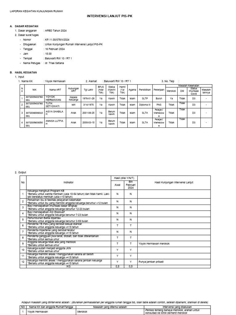 Form Intervensi Pispk 16 Februari 2024 | PDF