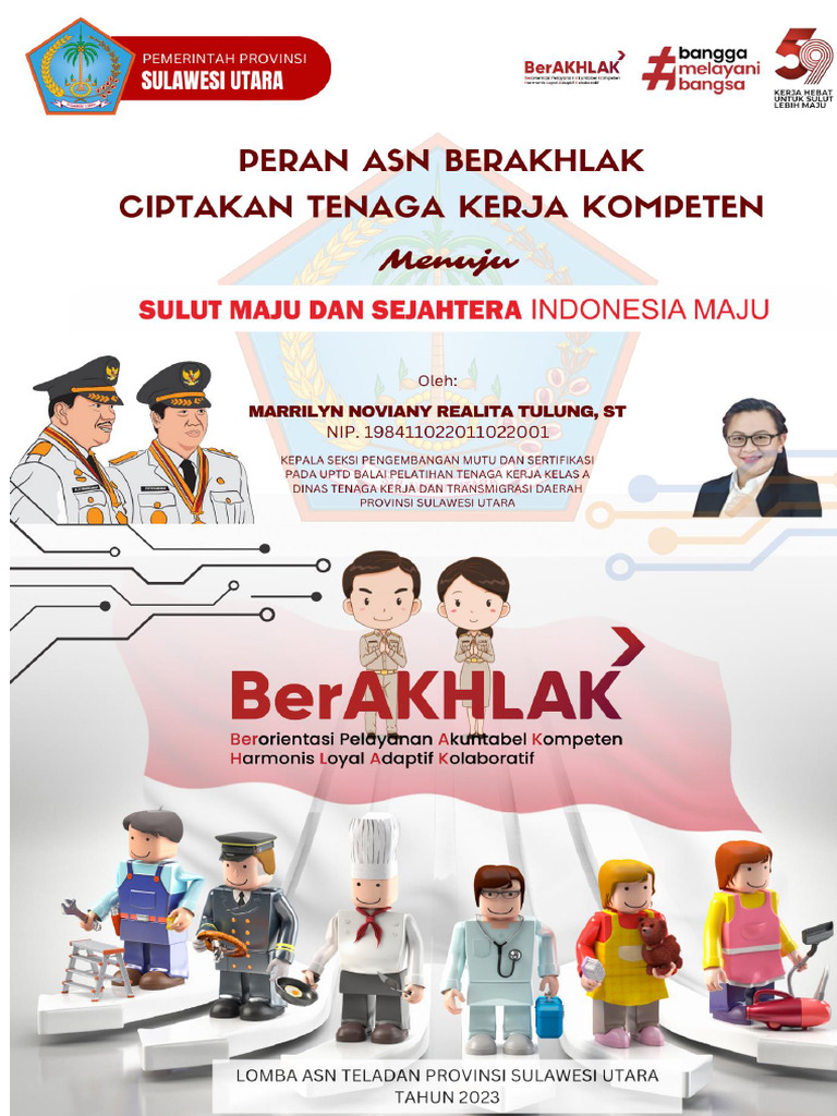 Karya Tulis ASN Teladan - Peran ASN Berakhlak Ciptakan Tenaga Kerja Kompeten | PDF