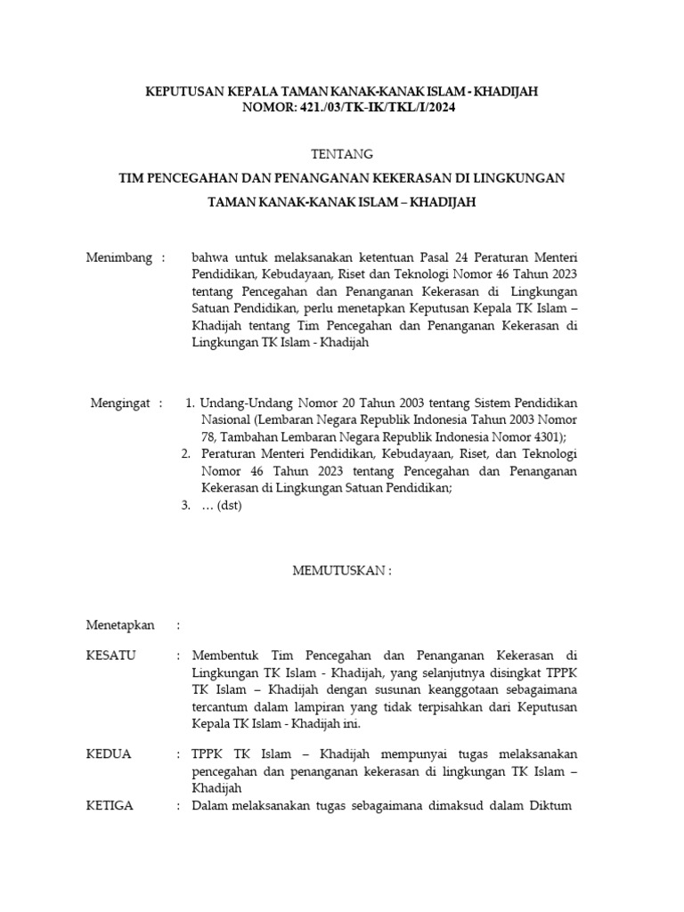 Contoh SK TPPK | PDF | Kesehatan Holistik