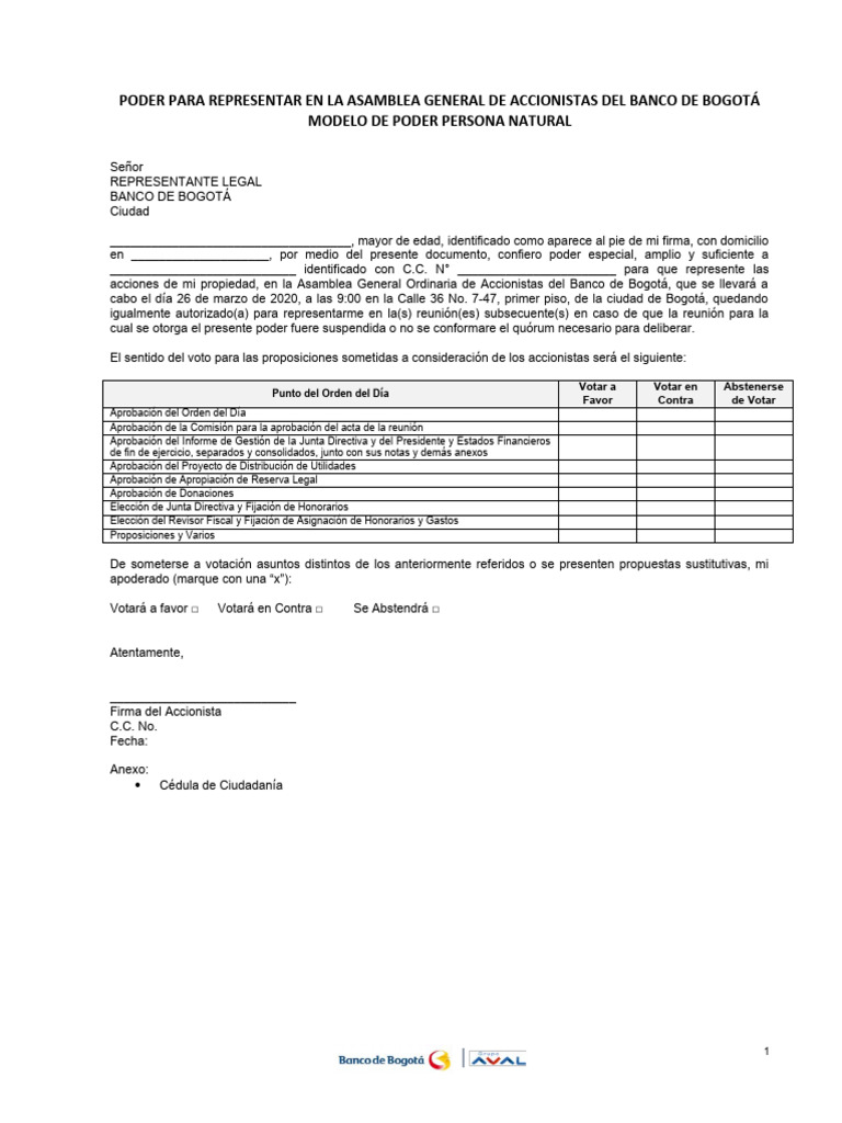Poder Persona Natural 26-03-20 | PDF | Negocios | Derecho