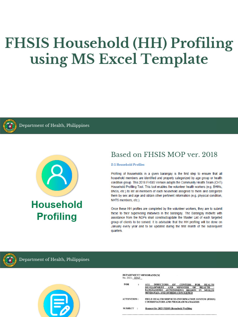 FHSIS Household Profiling Template | PDF | Sanitation | Water Supply