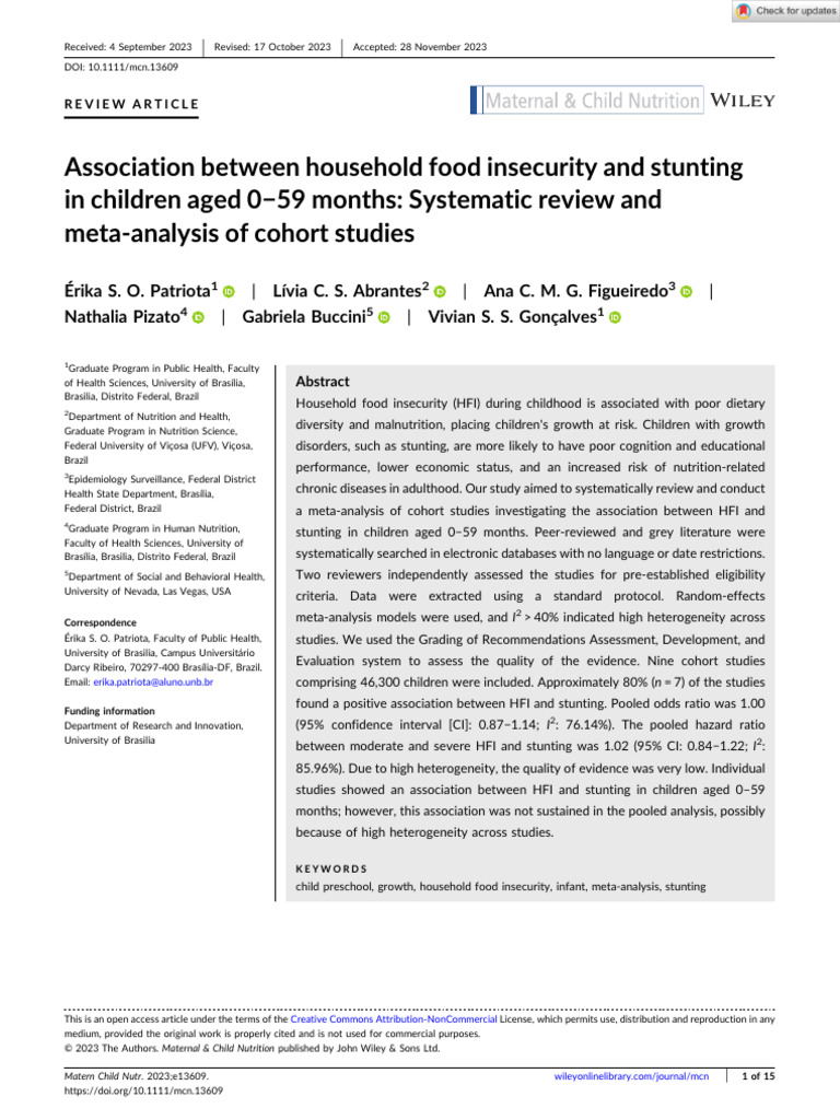 Food Insecurity and Child Stunting Analysis | PDF | Food Security ...