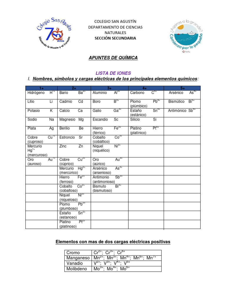 Lista de Iones Nueva 2024 | PDF | Elementos químicos | Redox