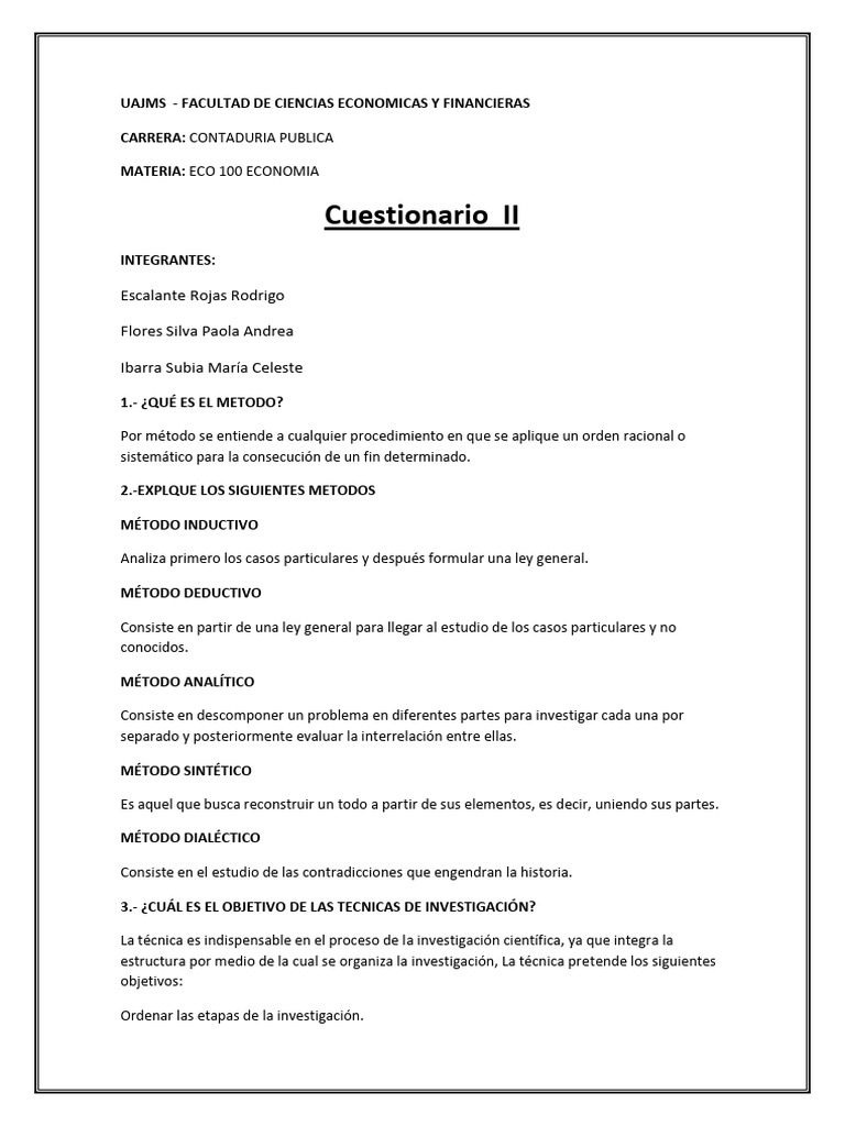 Cuestionario II | PDF | Metodología de encuesta | Econometría