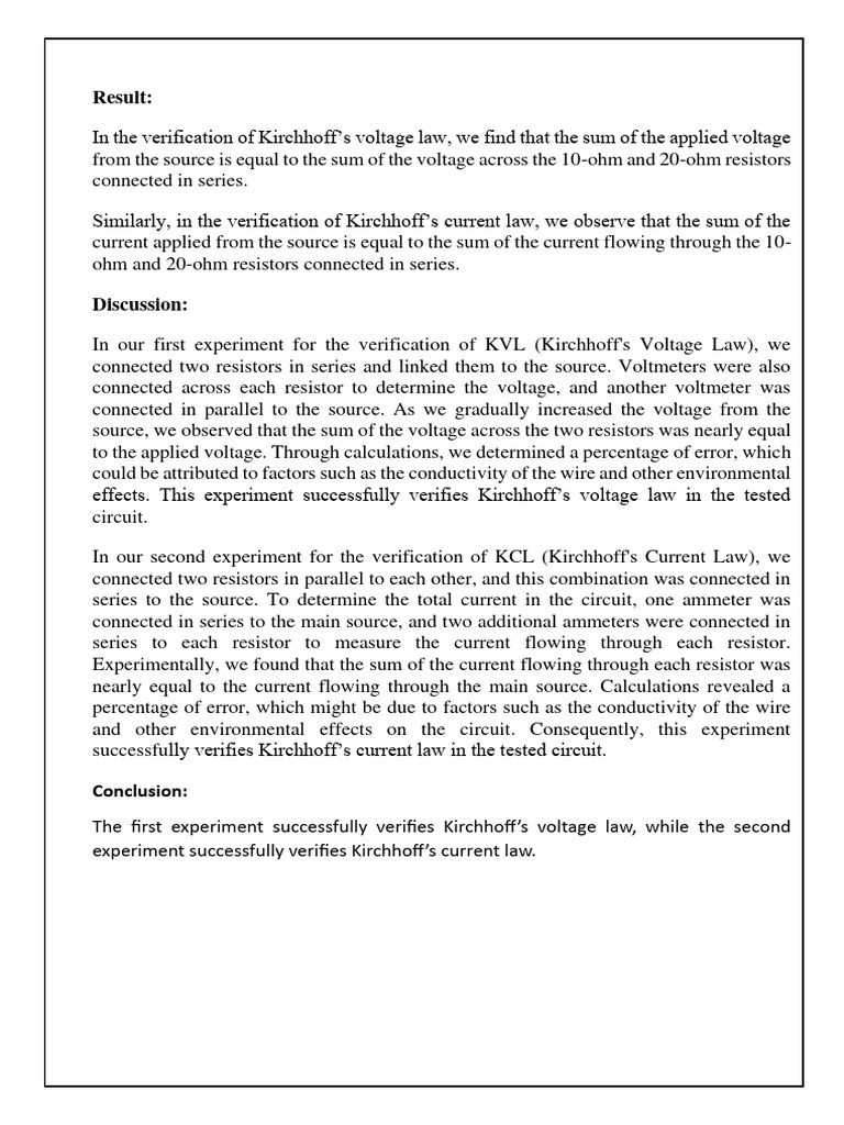 Verification of KVL and KCL | PDF