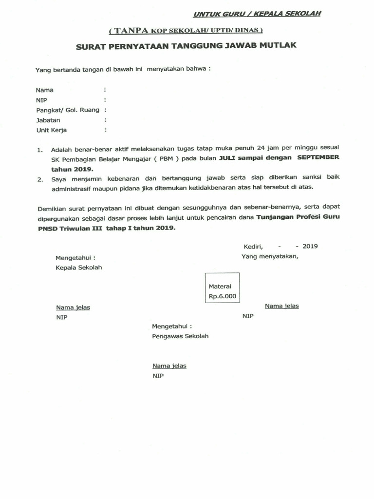 Contoh SPTJM TPG TW 3 Tahap 1 | PDF