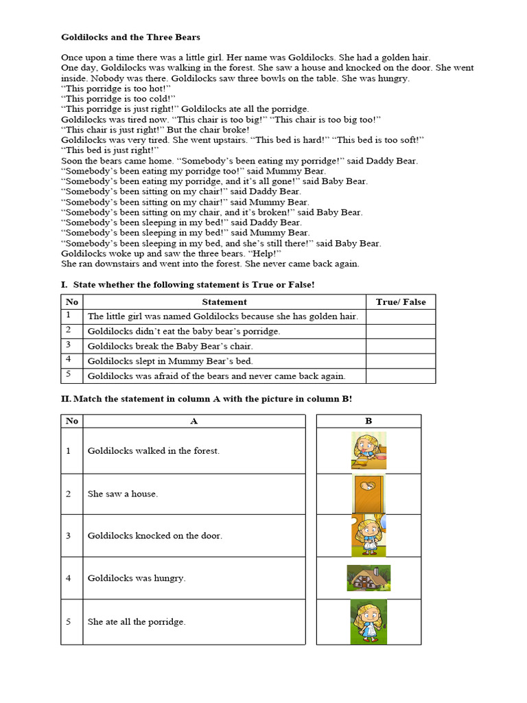 Goldilocks and The Three Bears | PDF | Goldilocks And The Three Bears