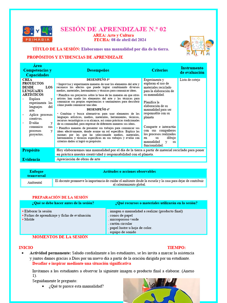 Manualidad Día de la Tierra Infantil | PDF | Evaluación | Aprendizaje