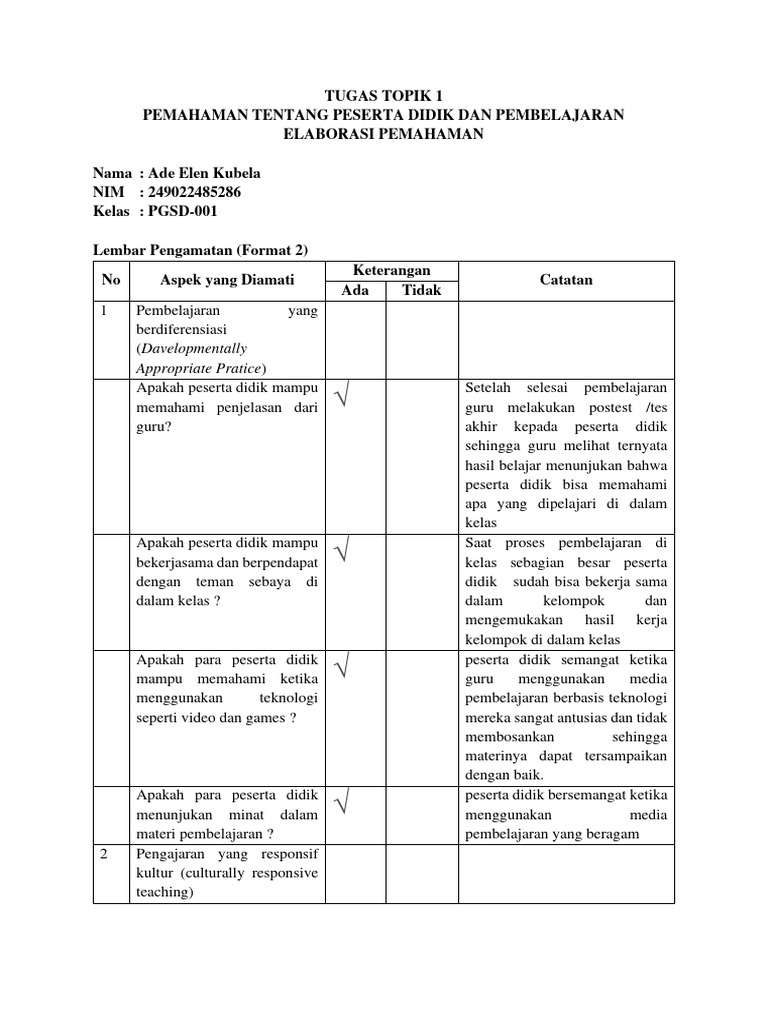 T1 - Elaborasi - Pemahaman - Ade Elen | PDF