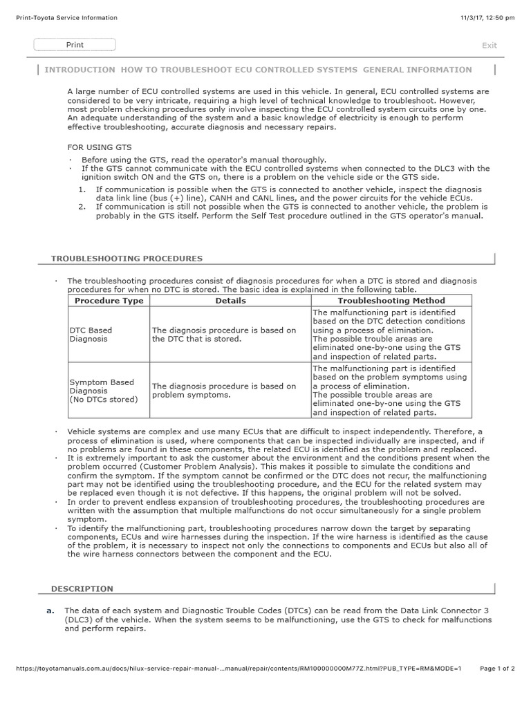 How To Troubleshoot Ecu Controlled Systemsgeneral Information | PDF ...