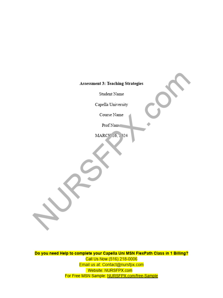 NURS FPX 6105 Assessment 3 Teaching Strategies | PDF | Learning | Motivation