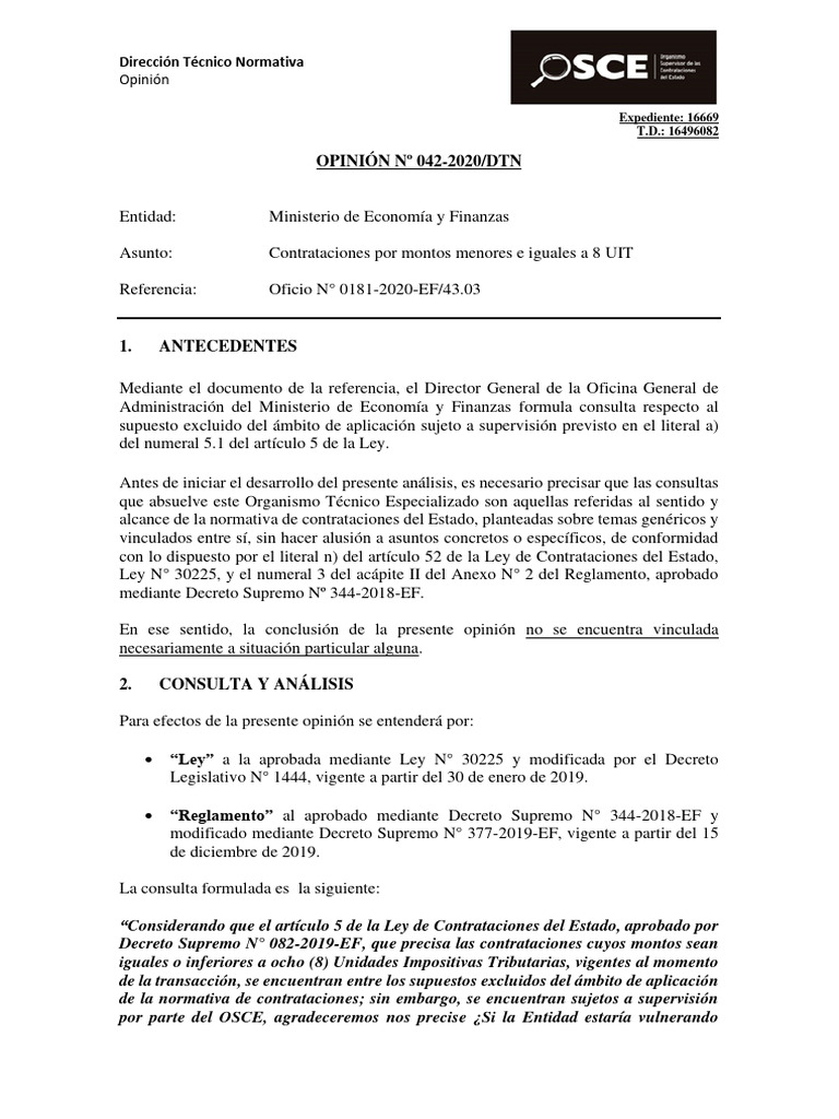 Opinión de la osce | PDF | Regulación | Estado (política)