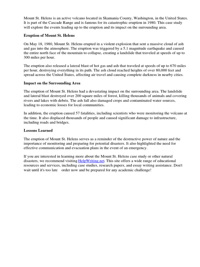 Mount St. Helens Case Study | Download Free PDF | Types Of Volcanic Eruptions | Volcano
