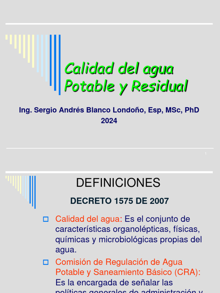 Unidad 9. Calidad Del Agua Potable y Residual | PDF | Agua potable | Agua