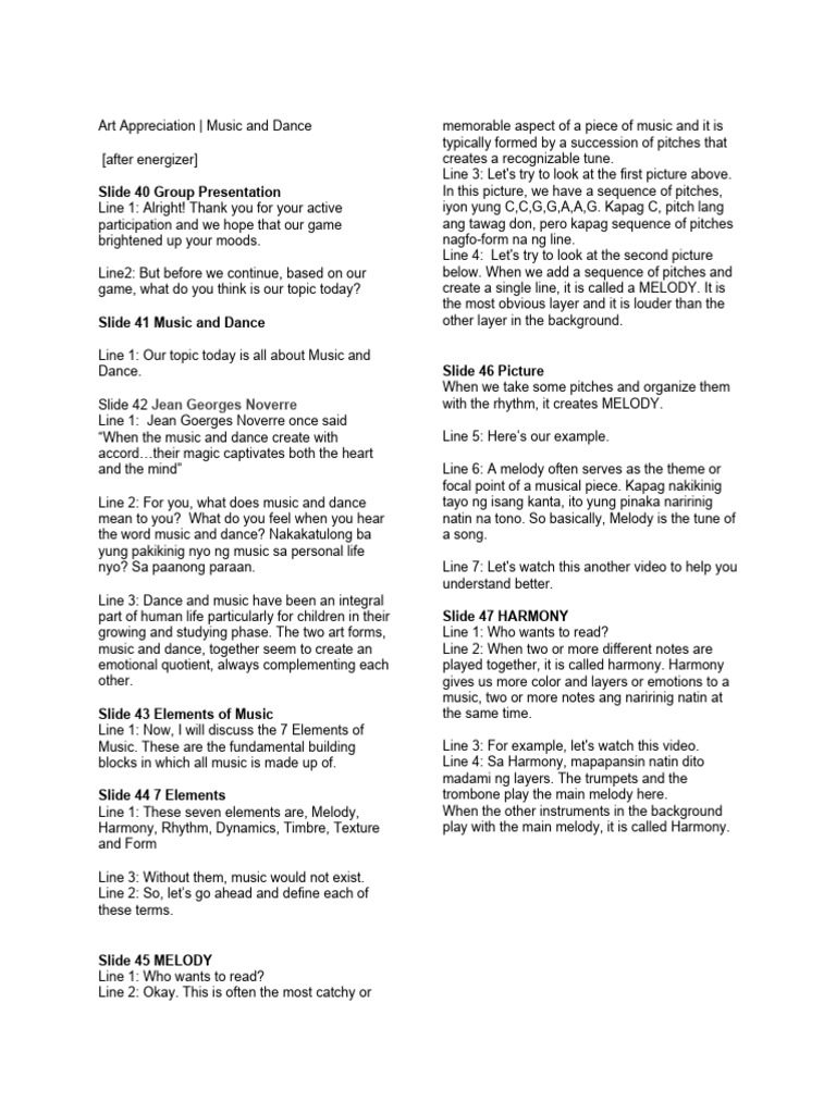 Art Appreciation - Music and Dance | PDF | Musicology | Elements Of Music