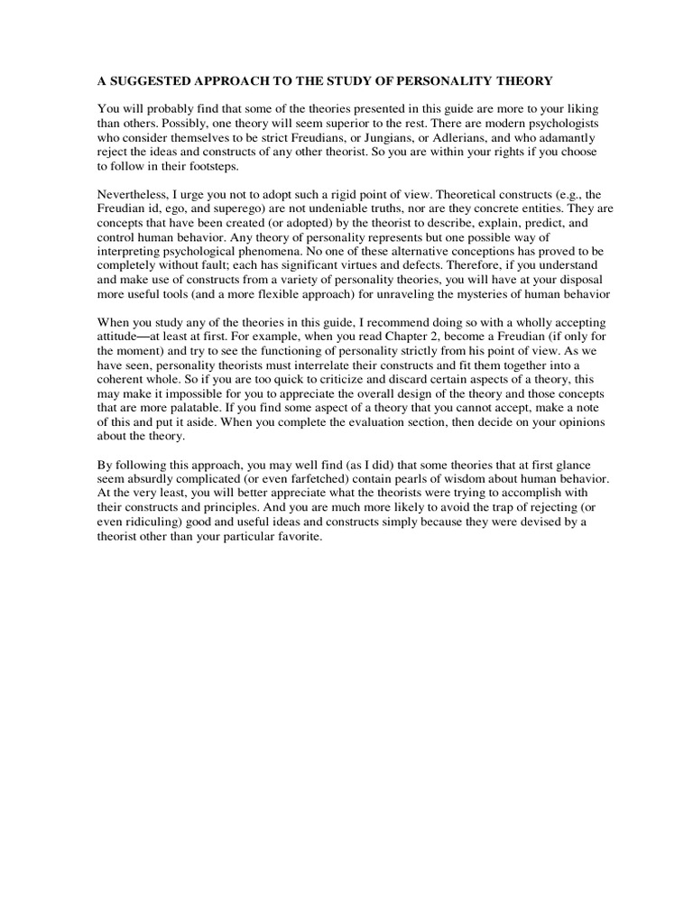 Understanding Personality Theories | PDF | Id | Sigmund Freud