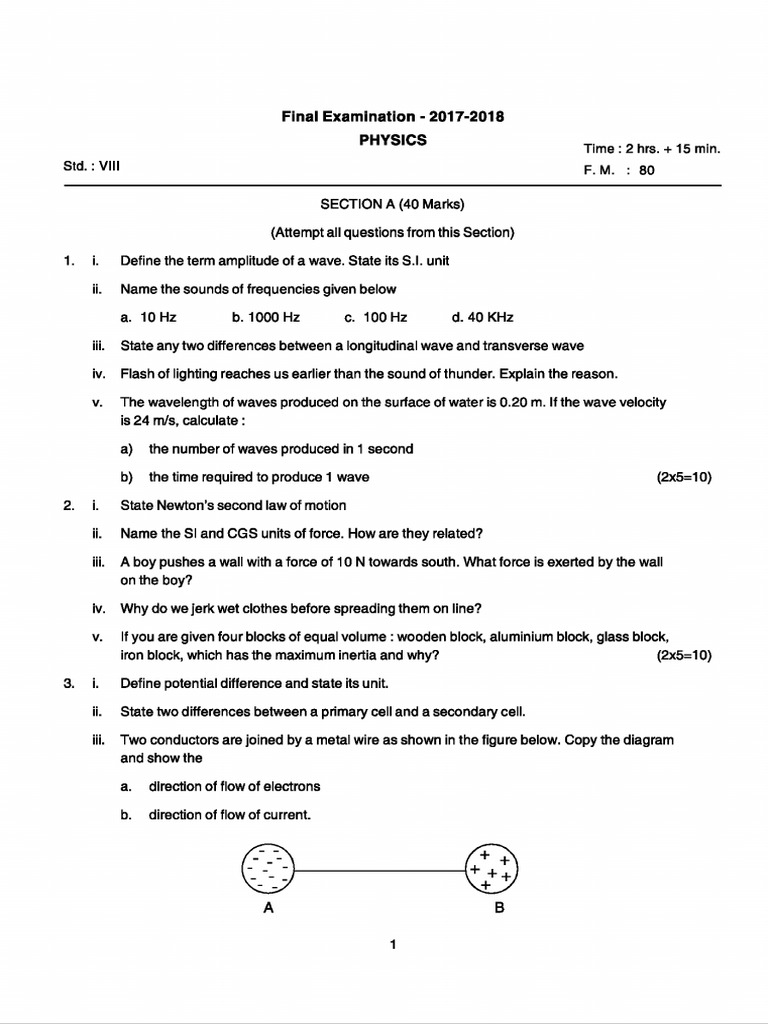 Icse Class 8 Physics 2018 | PDF