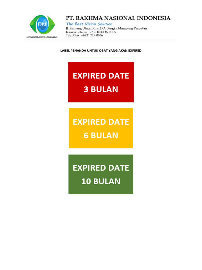 Label Penanda Untuk Obat Yang Akan Expired | PDF