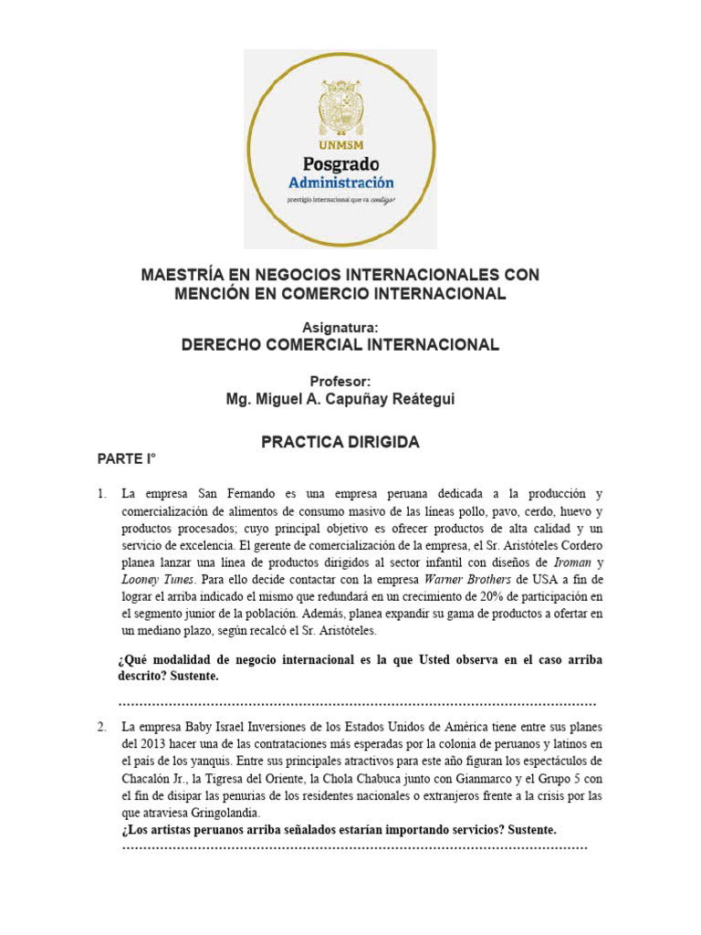 Practica Dirigida Sobre Modalidades de Negocios Internacionales 17.04. ...