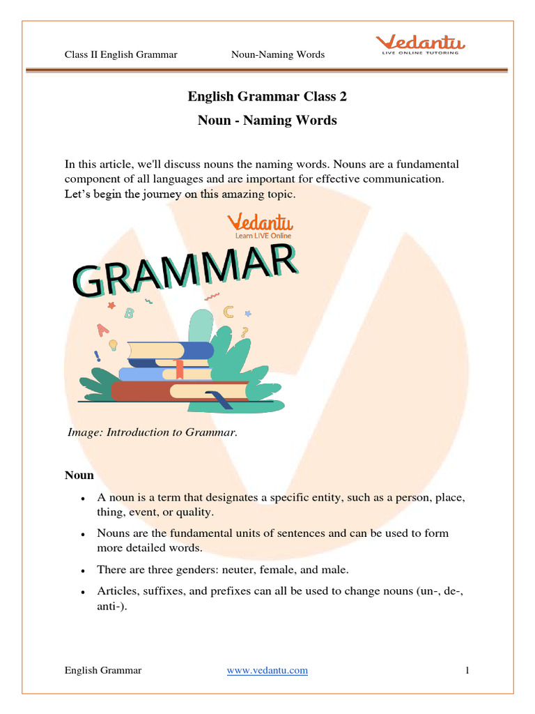 English Grammar Class 2 Noun - Learn and Practice - Download Free PDF ...