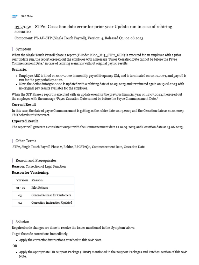 STP2 Rehire Date Error Fix | PDF | Payroll Tax | Payroll