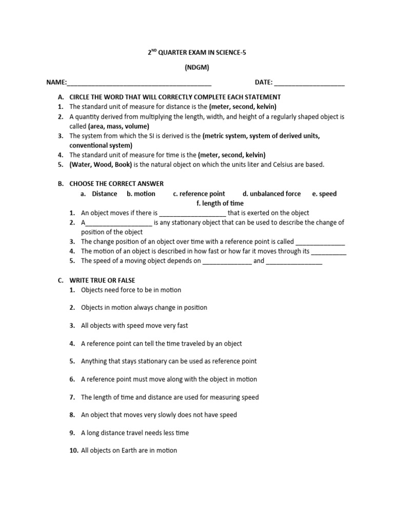2ND Quarter Exam in Science | PDF | Speed | Electricity