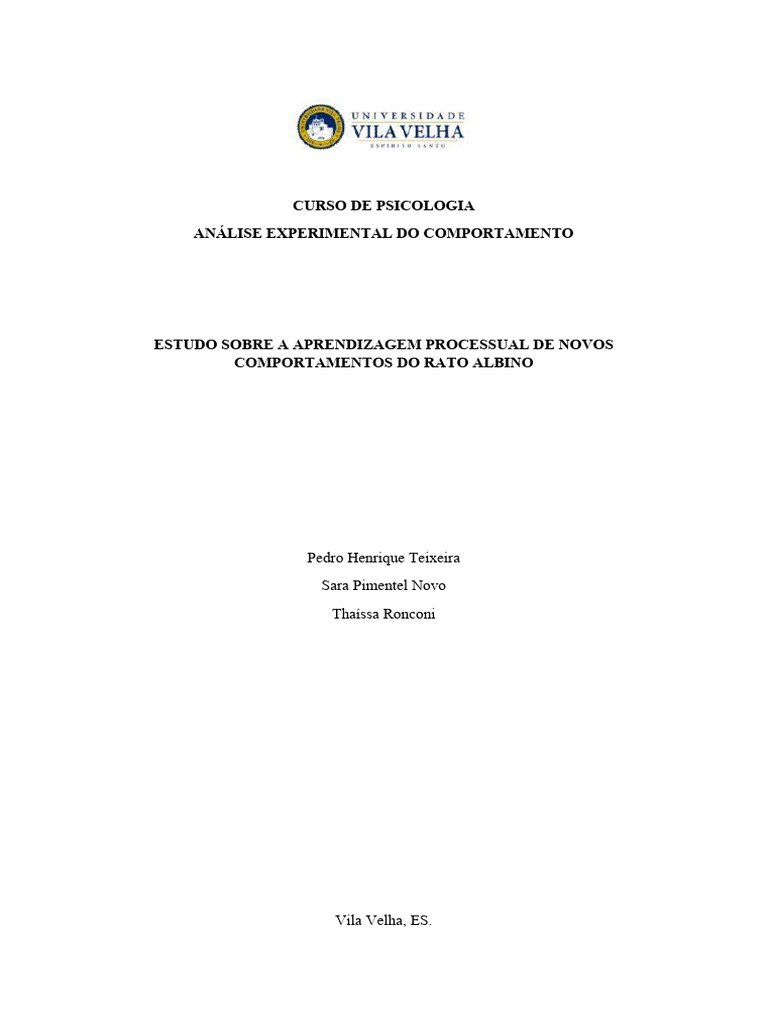 relatorio aec final | PDF | Behaviorismo | Psicologia