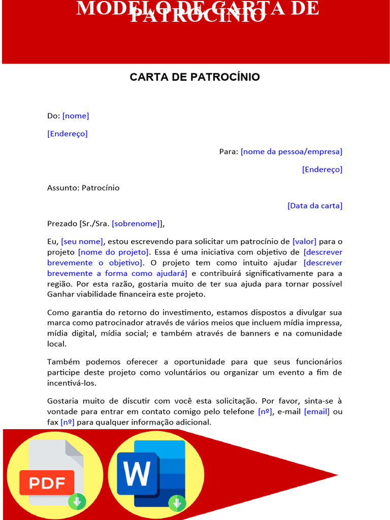 Modelo de Carta de Patrocinio | PDF