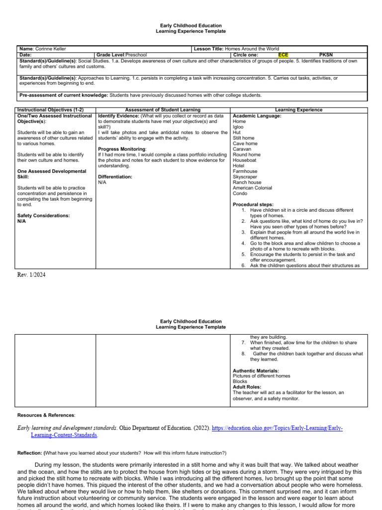 Home Lesson Plan | PDF | Learning | Cognition