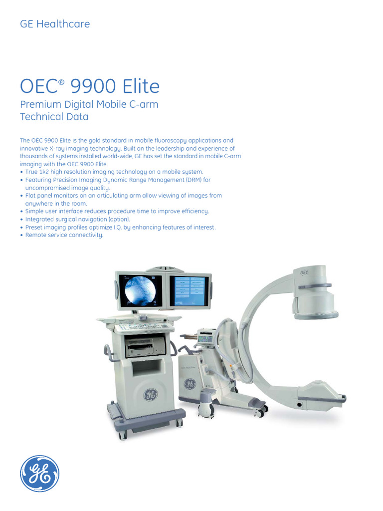 GE Surgery OEC 9900 Elite Datasheet | PDF | Computer Monitor | Health Care