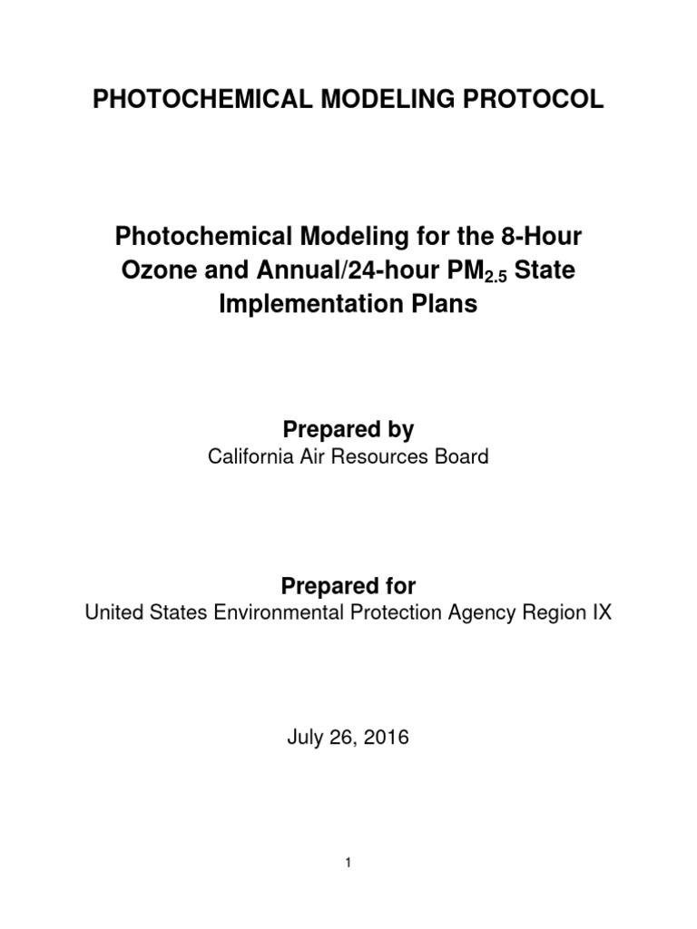 Photochemical Modeling Protocol | PDF | Meteorology | Particulates