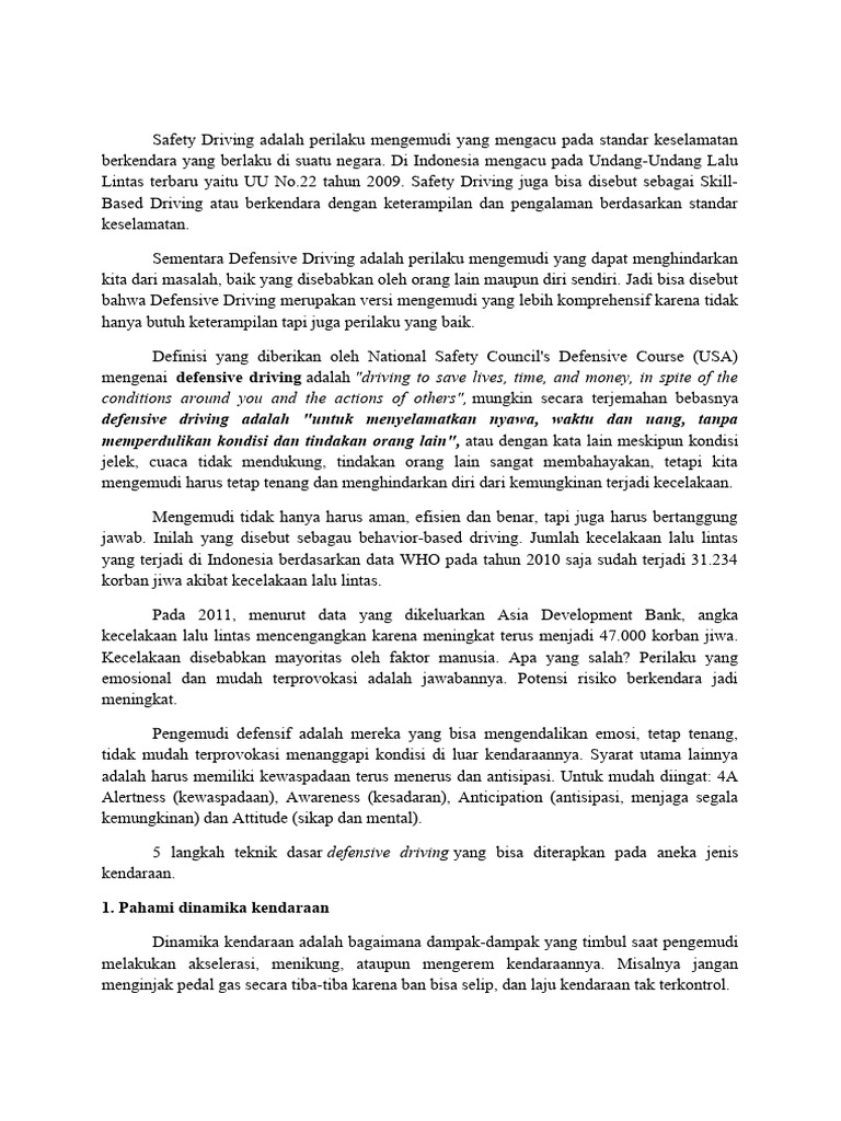 Defensive Driving | PDF