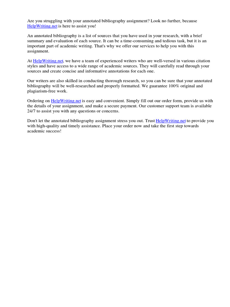 Annotated Bibliography Assignment | PDF | Citation | Bibliography