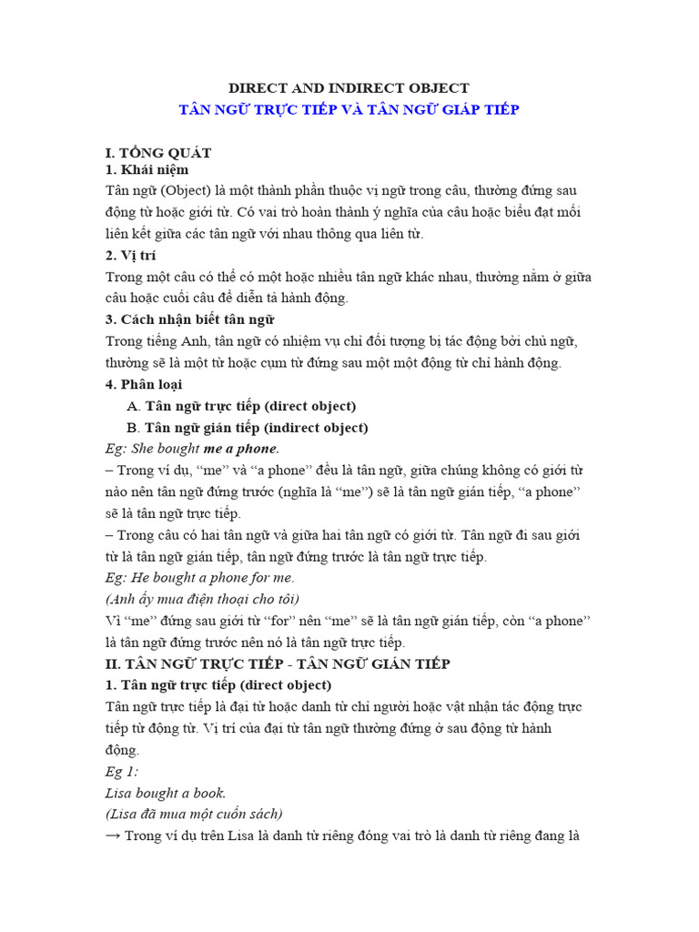 Direct and Indirect Object | PDF