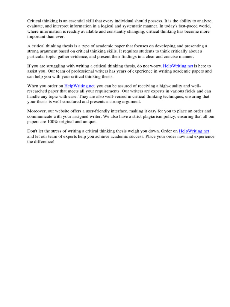 Write a Critical Thinking Thesis | PDF | Critical Thinking | Thought