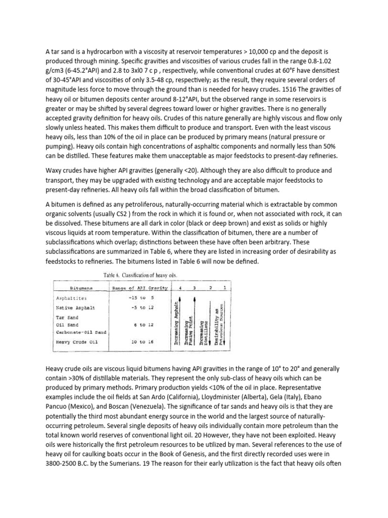 Heavy Oil Tar Sand | Download Free PDF | Petroleum | Resource Extraction