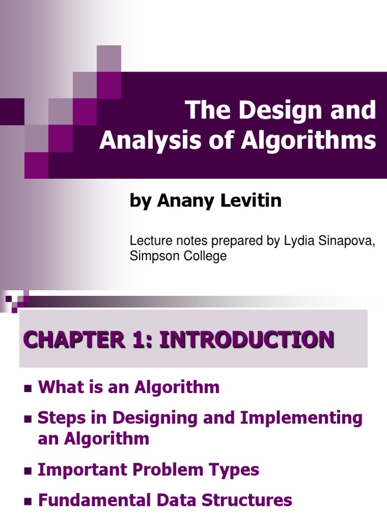The Design and Analysis of Algorithms: by Anany Levitin | PDF