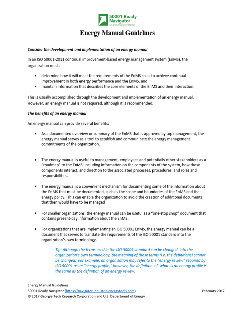 Energy Manual Development Guidelines | PDF | Energy Management ...