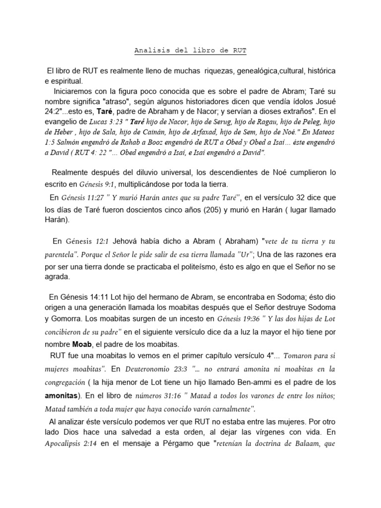Analisis Del Libro de RUT | Descargar gratis PDF | Rut (figura bíblica) | Abrahán