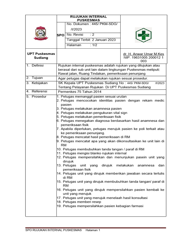 Spo Rujuk Internal | PDF