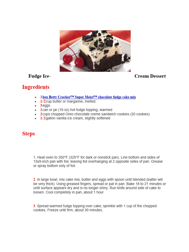 Fudge Ice-Cream Dessert | PDF