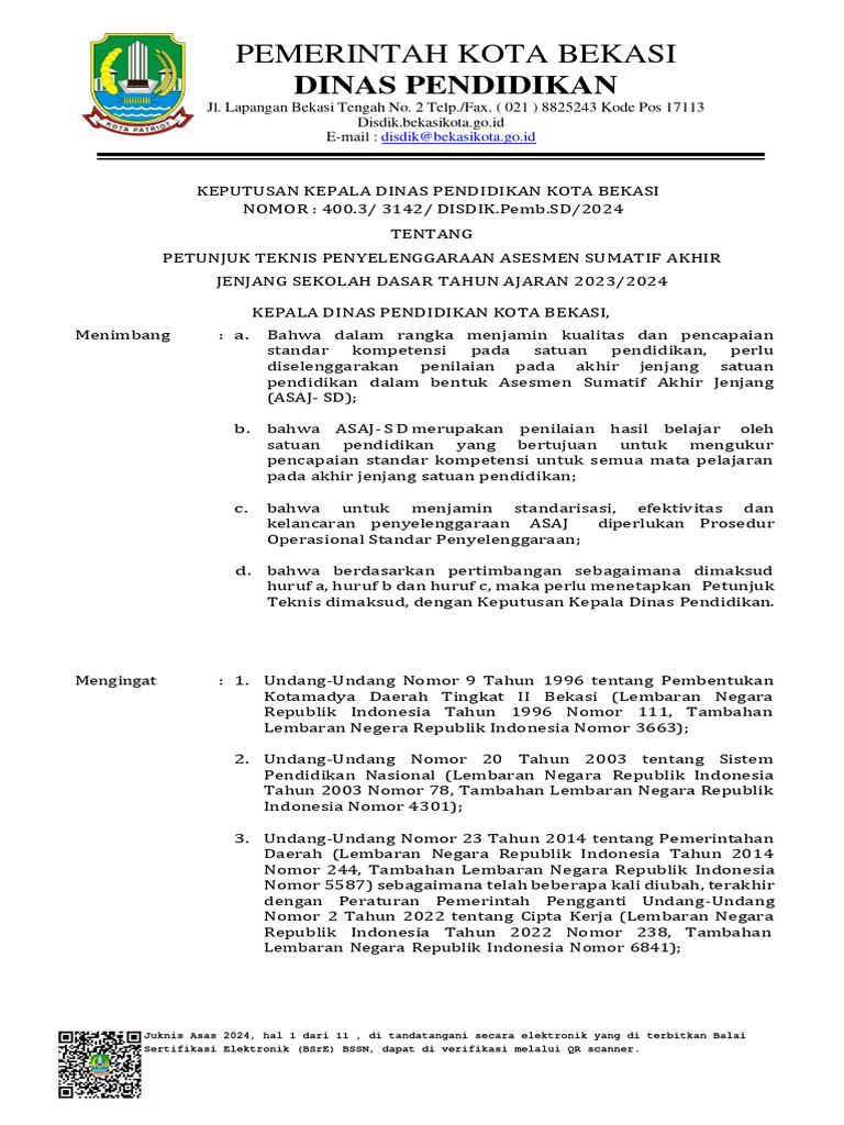 Juknis Asas 2024 | PDF