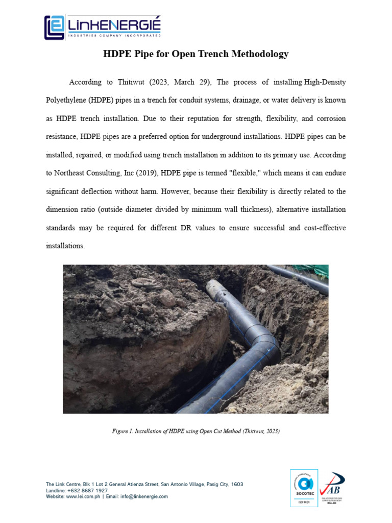 HDPE Open Cut Methodology | PDF | Pipe (Fluid Conveyance) | Polyethylene